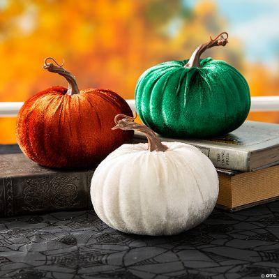 Fall Velvet Pumpkins - 3 Pc. | Oriental Trading