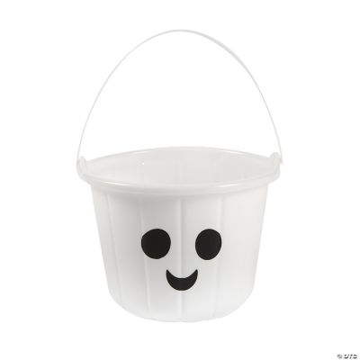 6 1/2" x 7" Ghost White Plastic Trick-or-Treat Buckets - 12 Pc ...