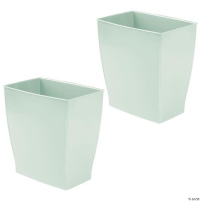 mDesign Plastic Rectangular Small 2 Gallon Trash Can - 2 Pack - Mint Green