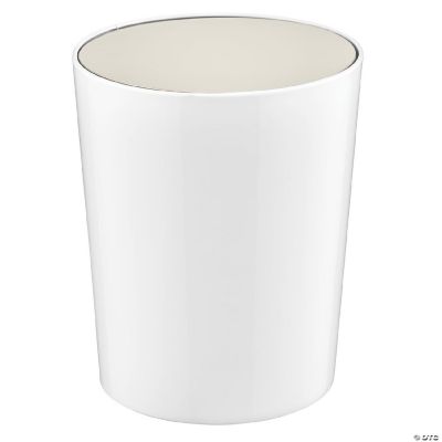 mDesign Round Swing Trash Can Garbage Bin - White/Satin