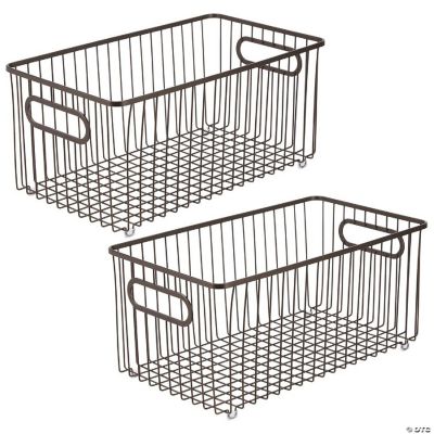 mDesign Metal Kitchen Pantry Food Storage Basket, Extra Large, 2 Pack ...