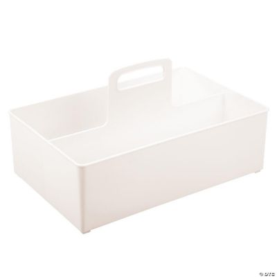 mDesign Large Plastic Divided Cosmetic Organizer Caddy Tote with Handle ...