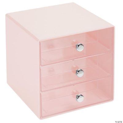 mDesign Plastic Glasses Storage Organizer Box with 3 Drawers - Light ...