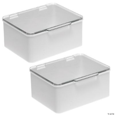 mDesign Plastic Craft Room Stackable Storage Box, Hinge Lid, 2 Pack ...