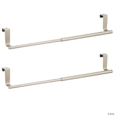 mDesign Adjustable, Expandable Over Cabinet Door Towel Bar, 2 Pack, Satin