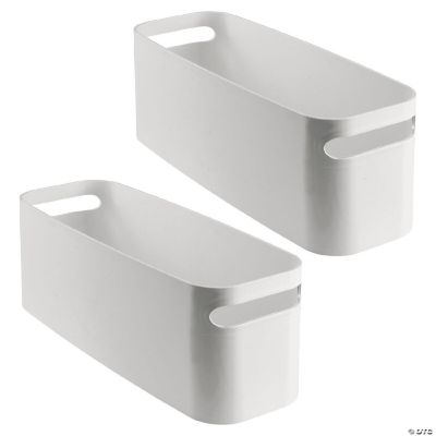 mDesign Large Plastic Bathroom Storage Bin, Handle, 16" Long, 2 Pack ...
