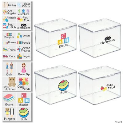 mDesign Small Plastic Stacking Organizer Toy Bin Box, 4 Pack + 32 ...