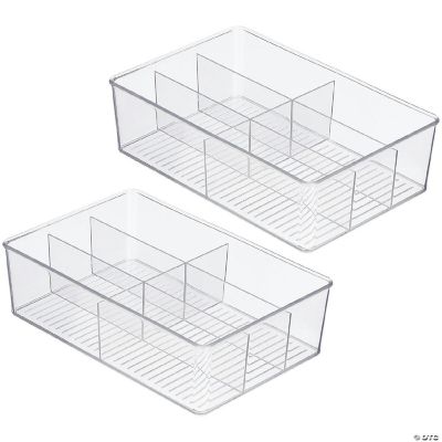 mDesign Plastic Kitchen Cabinet Divided Storage Organizer Bin, 2 Pack ...