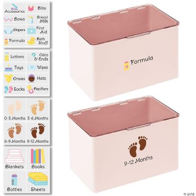 mDesign Stackable Plastic Kids Supplies Organizer Box, 2 Pack + 32 ...