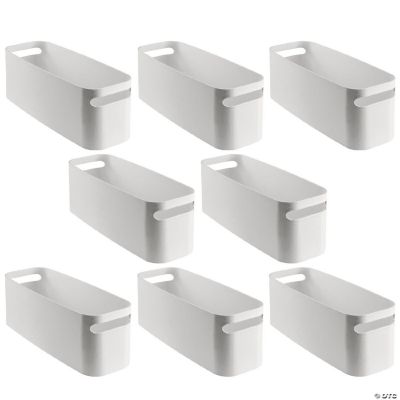 mDesign Large Plastic Bathroom Storage Bin, Handle, 16" Long, 8 Pack ...