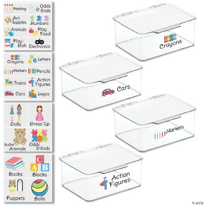 mDesign Small Plastic Stacking Organizer Toy Bin Box, 4 Pack + 32 ...