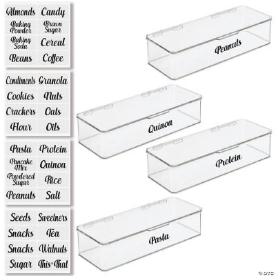 mDesign Small Plastic Stackable Kitchen Storage Box, 4 Pack + 32 Labels ...