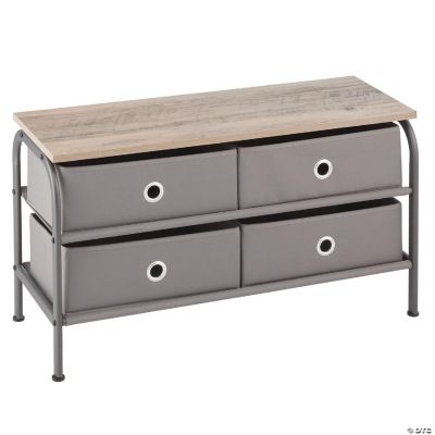 mDesign Storage Bench with 4 Drawers, Wood Top - Dark Gray/Gray