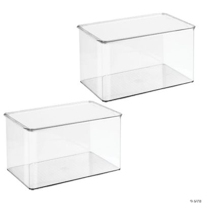 mDesign Plastic Desk Organizer Box for Home Office, 7" High, 2 Pack, Clear