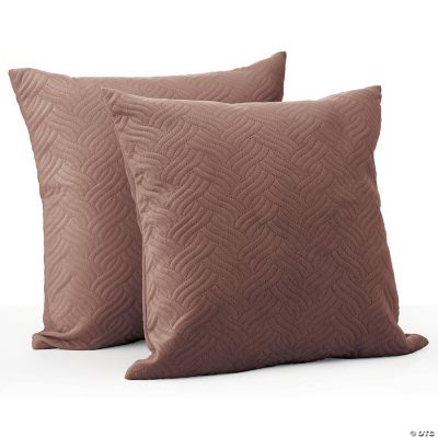 mDesign Decorative Velvet Pillow Case Cover 20 x 20 Inches, 2 Pack - Brown