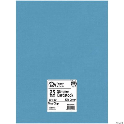Glimmer Cardstock - 12 x 12 in. - 12 x 12 in. Blue Chip 25 pc.