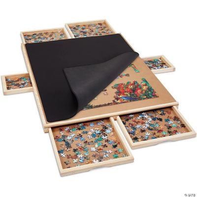 SkyMall Natural 1500 Piece Jigsaw Puzzle Board with Mat, 27 x 35 Wooden ...