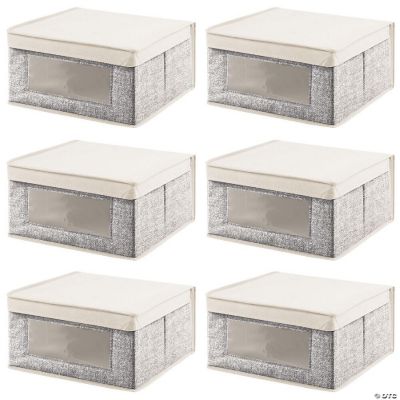 mDesign Medium Fabric Closet Storage Box, Front Window/Lid, 6 Pack ...