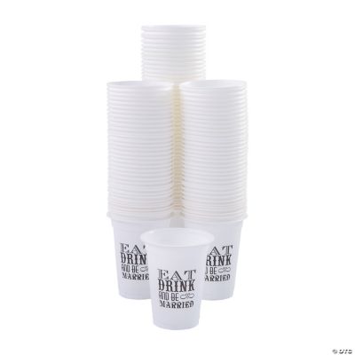 Bulk 200 Ct. Eat, Drink & Be Married White Plastic Cups | Oriental Trading