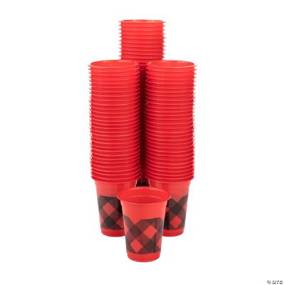 Bulk 100 Ct. I Do BBQ Red/Black Buffalo Plaid Disposable Cups