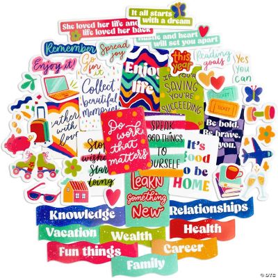 Navy Peony Empowering Vision Board Quote Stickers | Oriental Trading