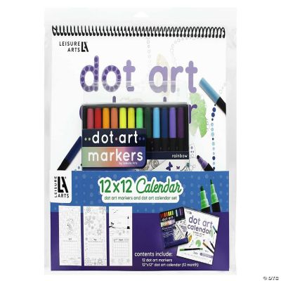 Leisure Arts Dot Art Wall Calendar 12x12 Set with Markers