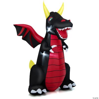 Costway 8 FT Halloween Inflatable Fire Dragon Giant Blow up Decoration ...