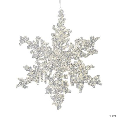 5 in. Clear Snowflake Silver Glitter 6 per Bag | Oriental Trading