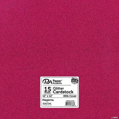 Paper Accents Glitter Cardstock 12"x 12" 85lb Magenta 15pc | Oriental ...
