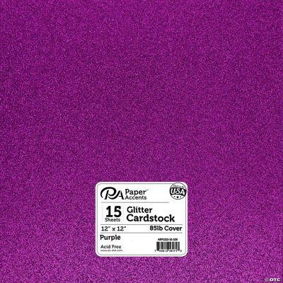 Paper Accents Glitter Cardstock 12"x 12" 85lb 15pc Purple | Oriental ...