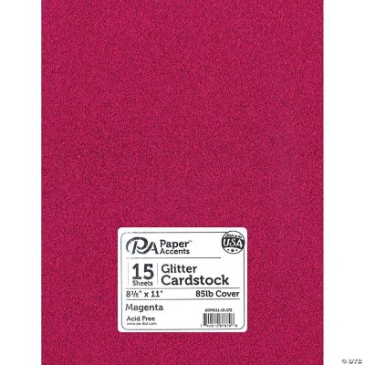 Paper Accents Glitter Cardstock 8.5"x 11" 85lb Magenta 15pc | Oriental ...