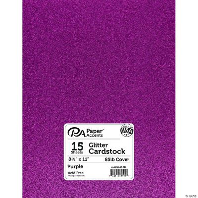 Paper Accents Glitter Cardstock 8.5"x 11" 85lb 15pc Purple | Oriental ...