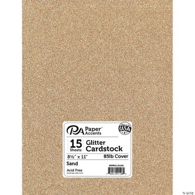Paper Accents Glitter Cardstock 8.5"x 11" 85lb 15pc Sand | Oriental Trading