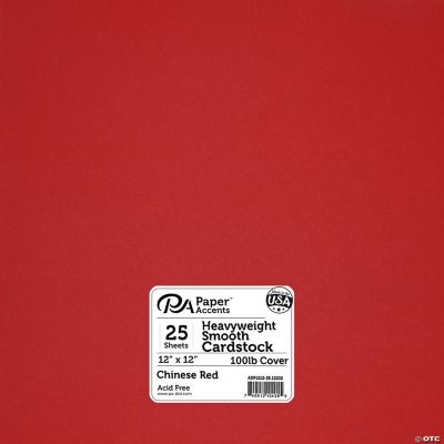 Paper Accents Cardstock 12"x 12" Heavyweight Smooth 100lb Chinese Red 25pc