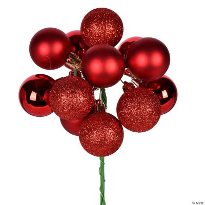Vickerman 12" Red Ball Ornament Christmas Pick, 4 per set | Oriental ...