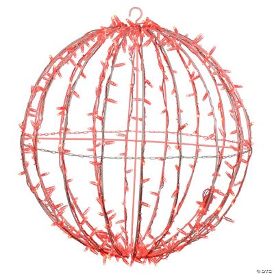 Vickerman 324Lt x 30" Fold Flat Red Led Jumbo Hanging Sphere with White ...