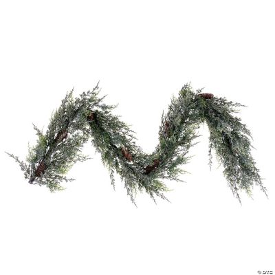 Vickerman 6' Artificial Snow Cedar Hanging Garland with Pinecones.