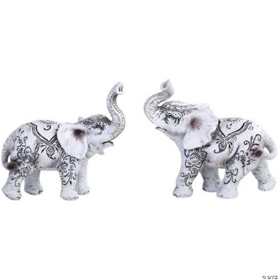 FC Design 2-PC Miniature White Elephant with Tattoo 3.5"H Statue ...
