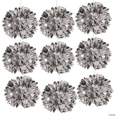 Bulk Metallic Silver Fluff Balls - 9 Pc. | Oriental Trading