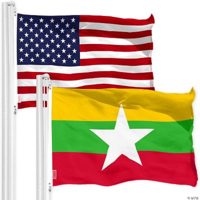 G128 3x5 Ft Printed 150D Polyester Myanmar Burmese Flag and USA Flag ...