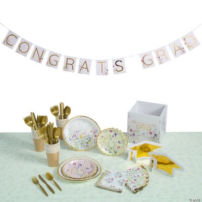 287 Pc. Graduation Cottage Core Table Decorating Kit for 8 Guests