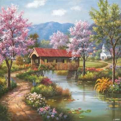 Sunsout Covered Bridge in Spring 1000 pc Jigsaw Puzzle