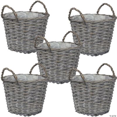 Sunnydaze Gray Willow Wicker Planter Baskets with Handles and Plastic ...