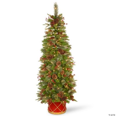 National Tree Company 6 ft. Colonial Slim Half Tree with Clear Lights ...