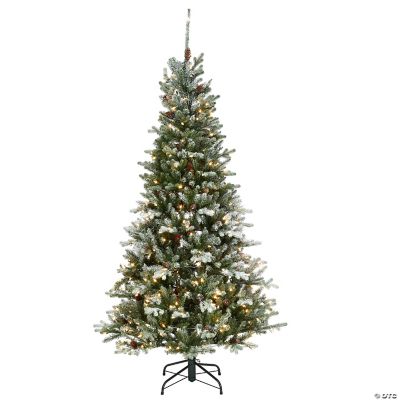 National Tree Company 6.5 ft. Snowy Morgan Spruce Slim Tree with Clear ...
