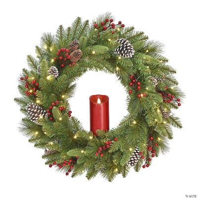 National Tree Company 24" Battery Operated Bristle Berry Wreath with ...