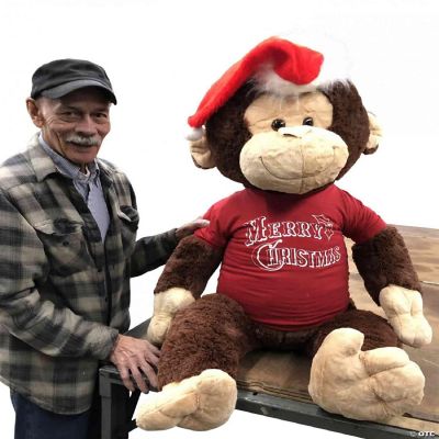 Big Teddy Giant Stuffed Monkey 4 Feet Merry Christmas T-Shirt Santa Hat ...