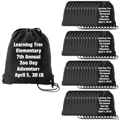 14 1/2" x 18" Bulk 48 Pc. Personalized Large Black Polyester Drawstring ...