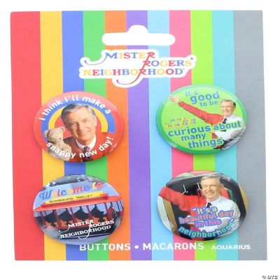 Mister Rogers Carded Button Pin 4 Pack | Oriental Trading