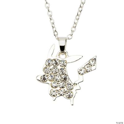 Pokemon Pikachu w/ Gems Silver Pendant Necklace | Oriental Trading